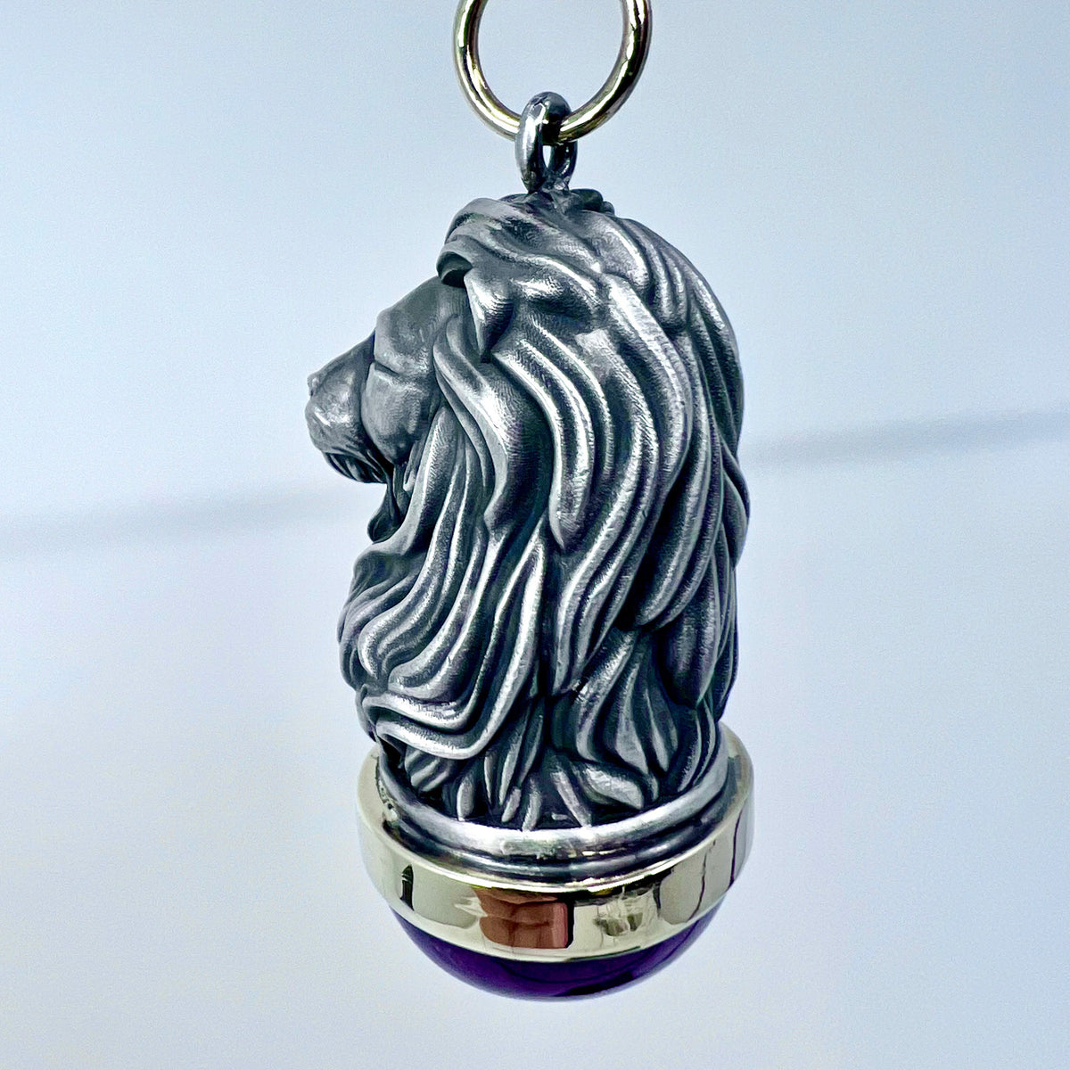 Large Lion with Ruby Capstone and Orange Sapphire Eyes | Aesop Gems